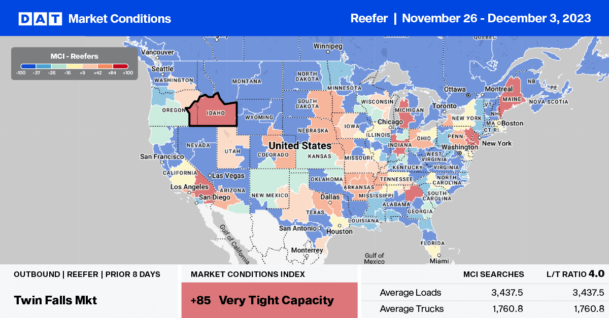 Reefer report: Truckload produce demand softens along the southern ...