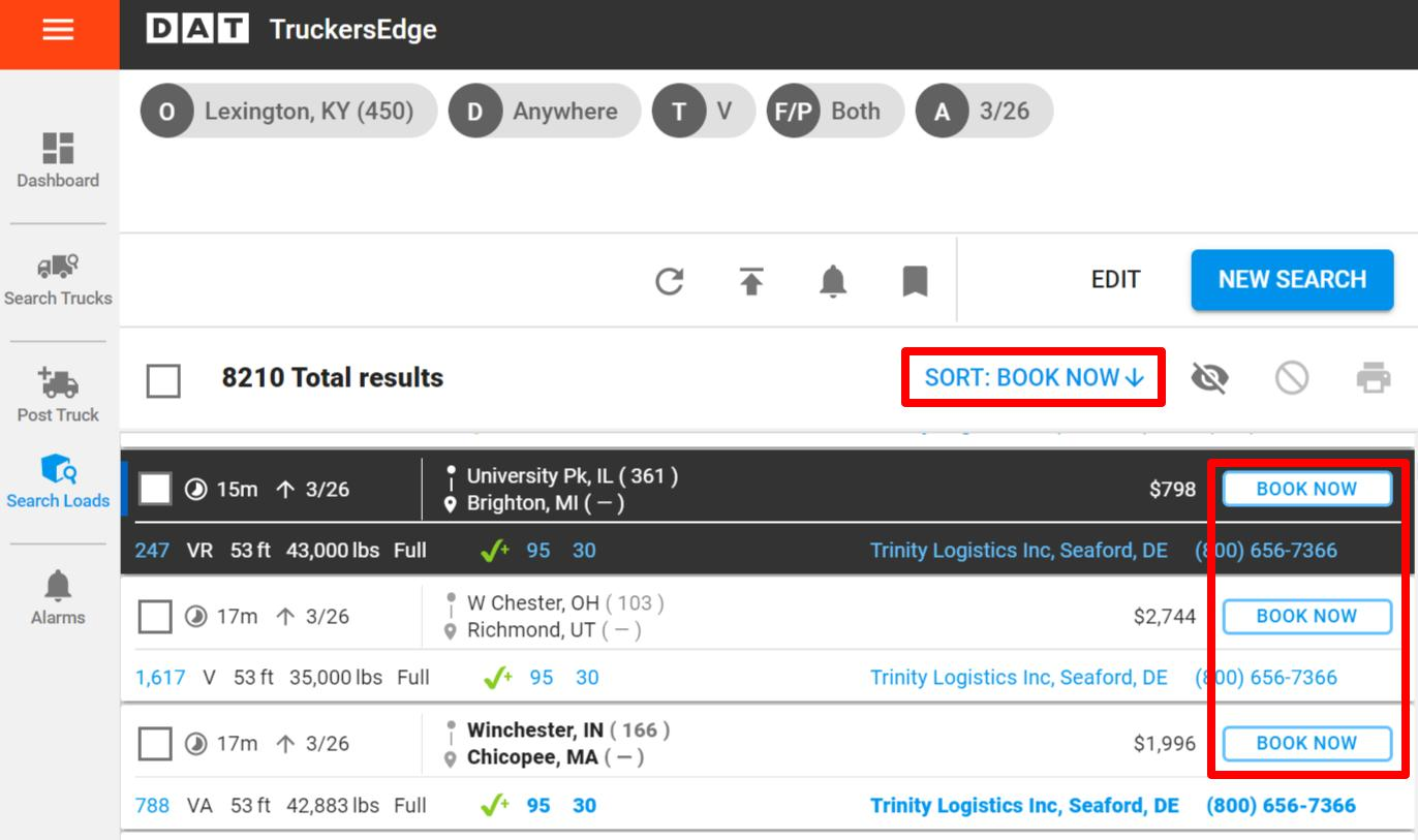 DAT adds automated 'Book Now' options to load board - DAT