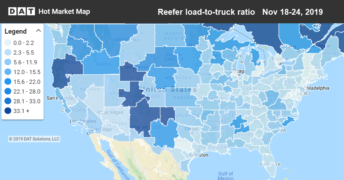 Thanksgiving rush results in record-high reefer volumes - DAT